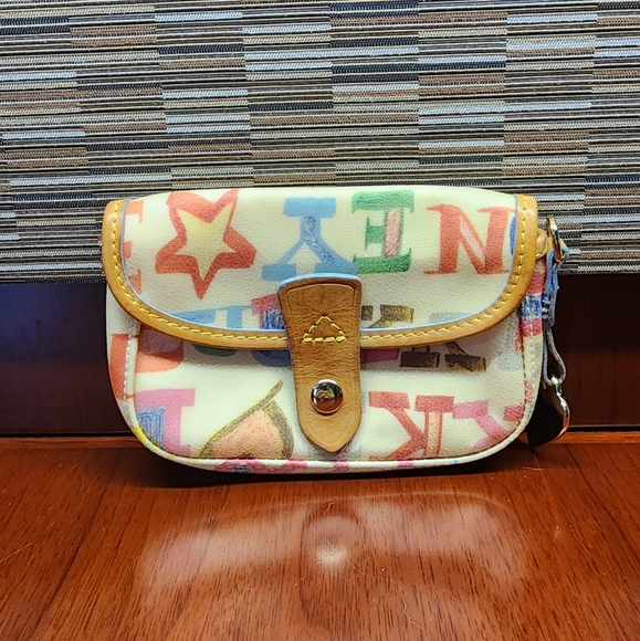 Dooney & Bourke | Bags | Vintage Dooney Bourke Colorful Script Wristlet ...